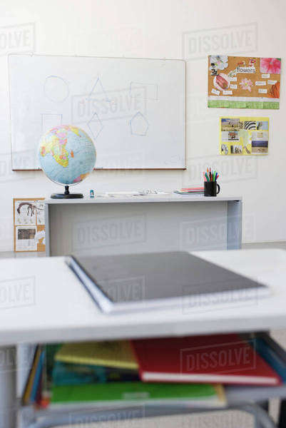 Classroom, school desk full of books and notebooks - Royalty-free Stock ...