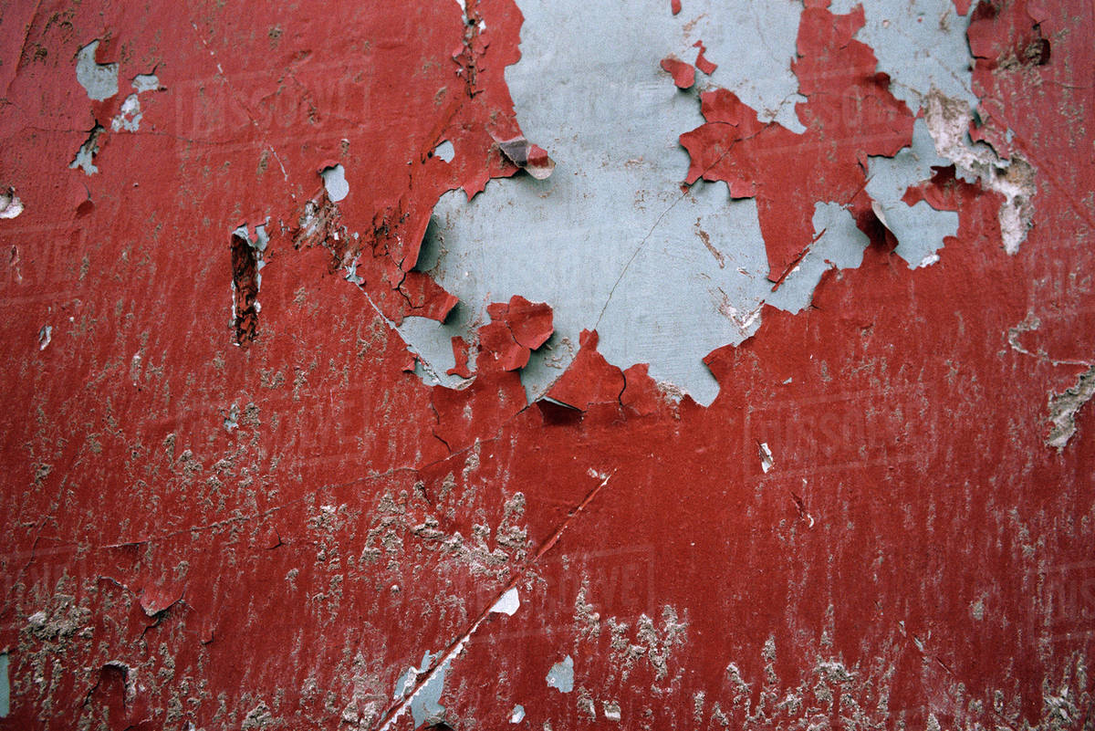 Peeling red paint, extreme close-up, full frame - Royalty-free Stock ...