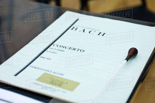 Conductors musical score with baton on stand - Royalty-free Stock Photo ...