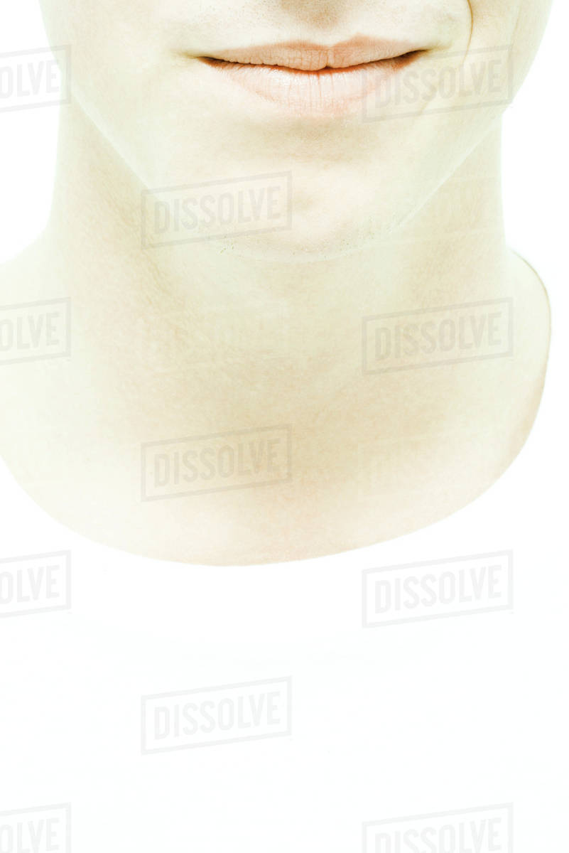 Young man, cropped view, lower face and neck, close-up - Royalty-free ...