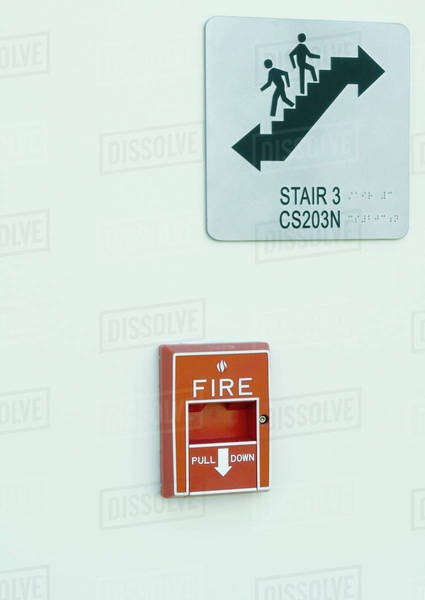 Stair sign and fire alarm - Royalty-free Stock Photo | Dissolve