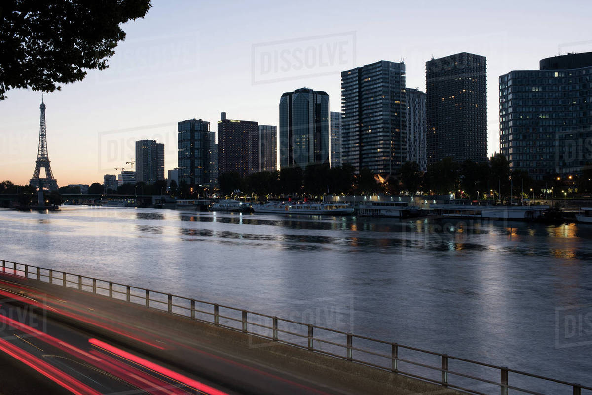 High rise buildings along the Seine River in Paris, France - Stock ...