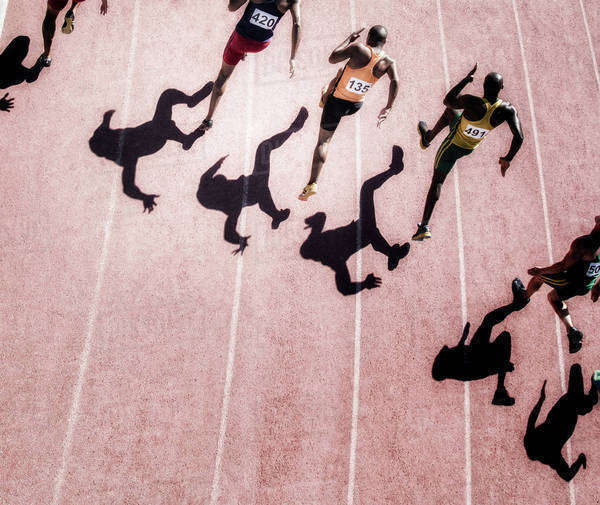 Sprinters racing on track - Stock Photo - Dissolve