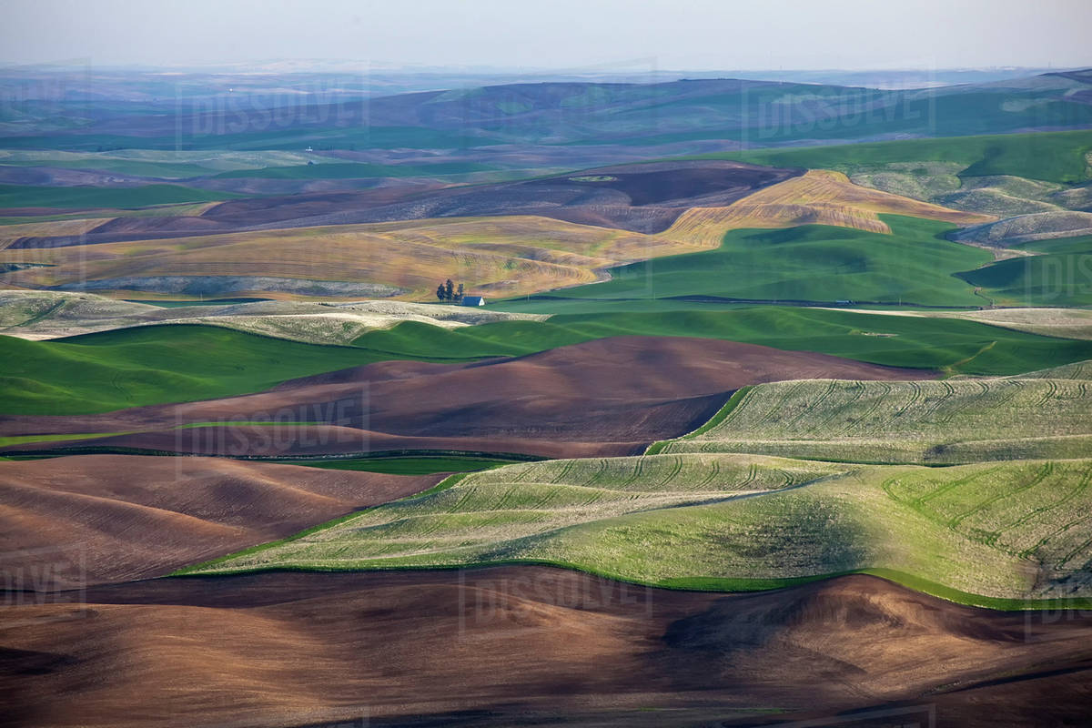 Aerial view of rolling landscape - Royalty-free Stock Photo | Dissolve