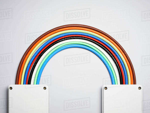Colorful cords in rainbow shape - Stock Photo - Dissolve
