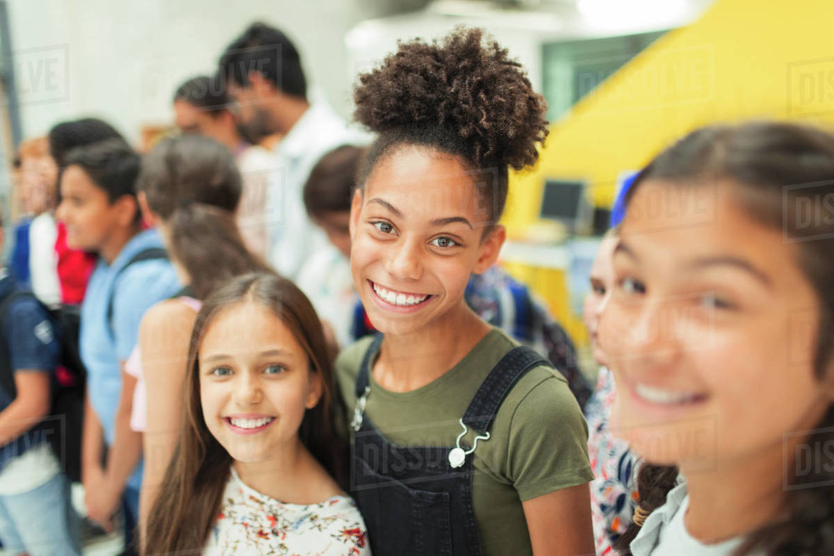 Portrait confident junior high girl students - Royalty-free Stock Photo ...
