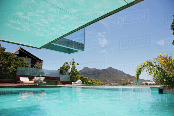 Luxury swimming pool with mountain view - Royalty-free Stock Photo ...