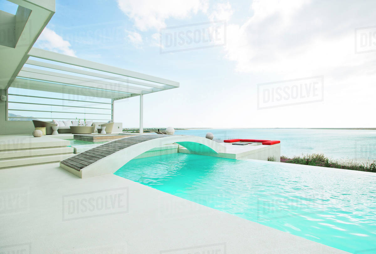 Swimming pool overlooking ocean - Royalty-free Stock Photo | Dissolve