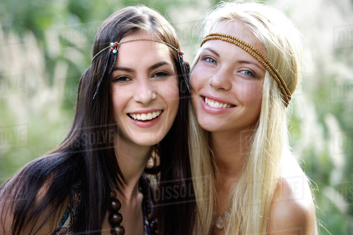Two young hippie chicks - Stock Photo - Dissolve