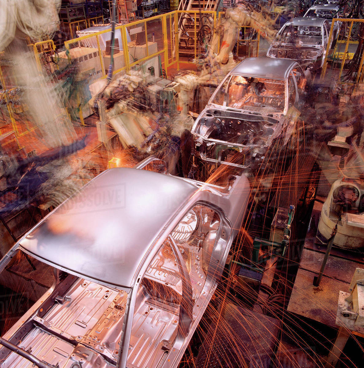 Malaysia, Kuala Lumpur, Proton auto factory, Proton cars on automated ...