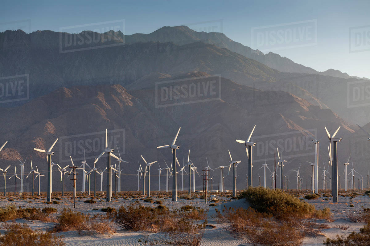Wind turbines in a desert - Royalty-free Stock Photo | Dissolve