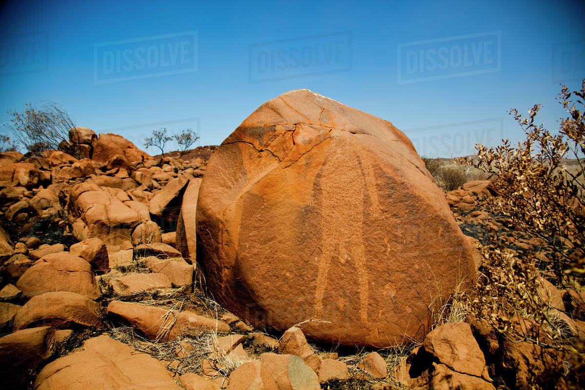 Aboriginal etching on a rock, Broome, Western Australia, Australia ...