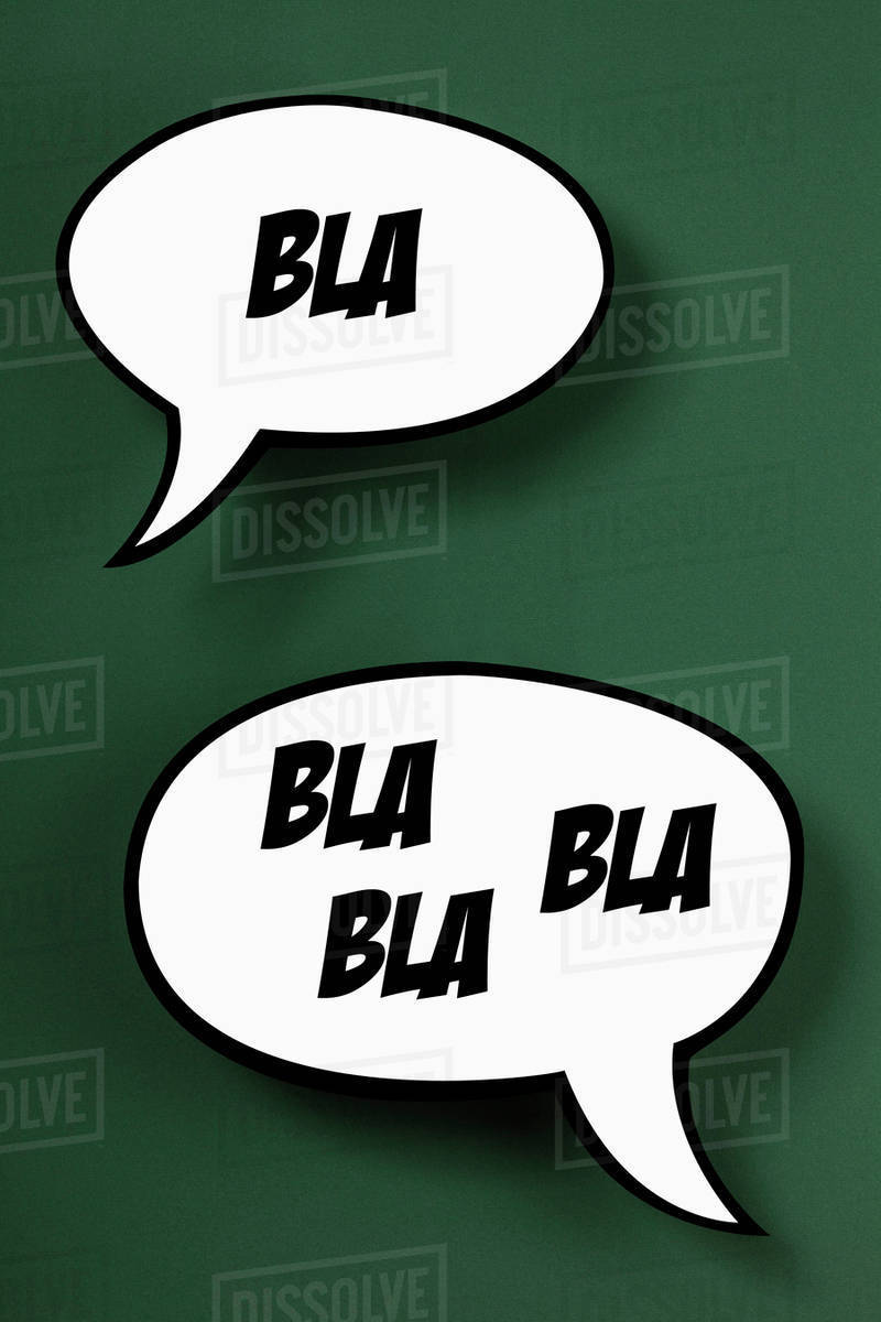 BLA speech bubbles against green background - Stock Photo - Dissolve