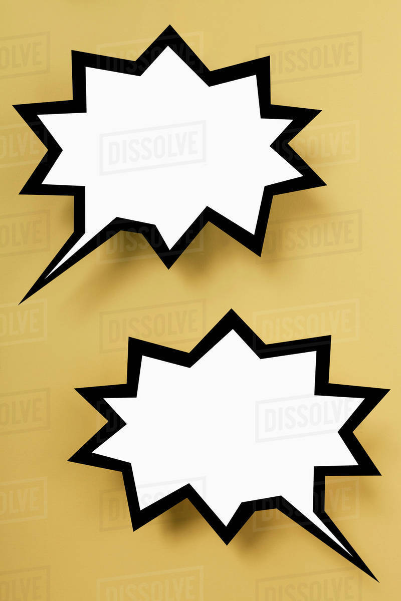 Blank exploding speech bubbles against yellow background - Royalty-free ...