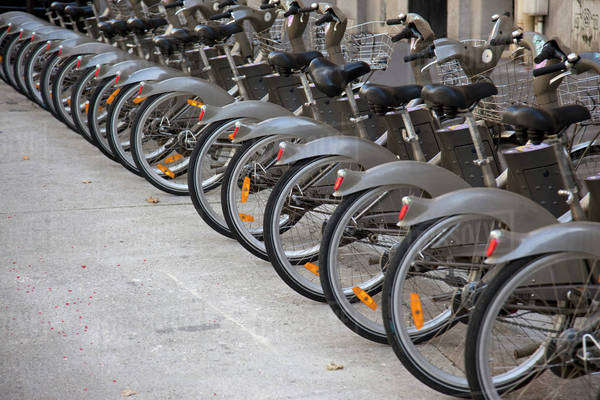 Velib bicycles in Paris, France - Stock Photo - Dissolve