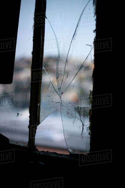 A broken window pane - Royalty-free Stock Photo | Dissolve