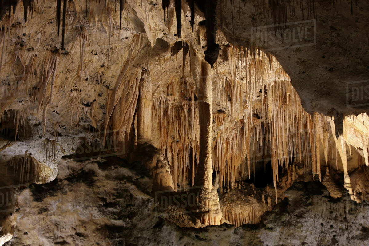 Close-up of stalactites in cave - Royalty-free Stock Photo | Dissolve