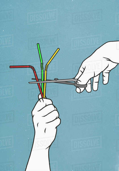 Scissors cutting straws - Royalty-free Stock Photo | Dissolve