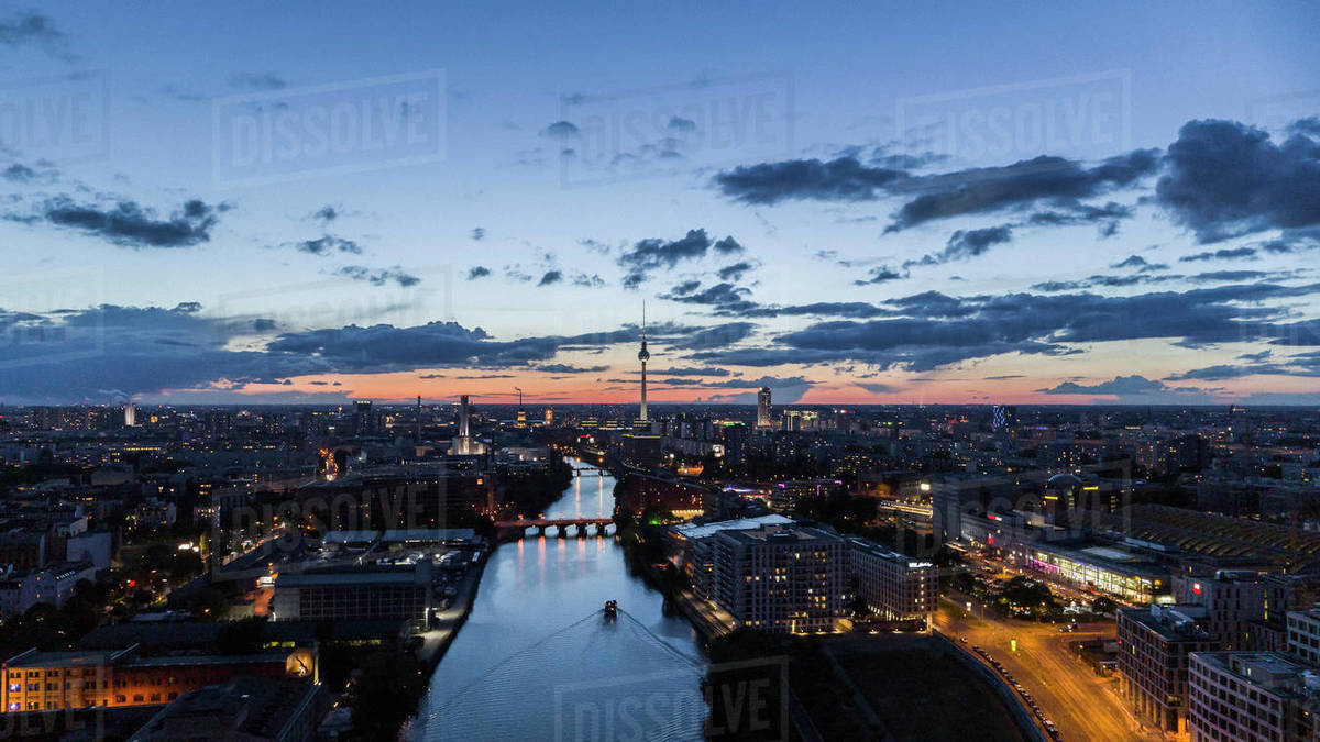 Berlin cityscape illuminated at night, Germany - Royalty-free Stock ...