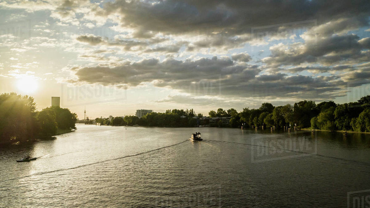 Idyllic sunset over Spree River, Berlin, Germany - Royalty-free Stock ...