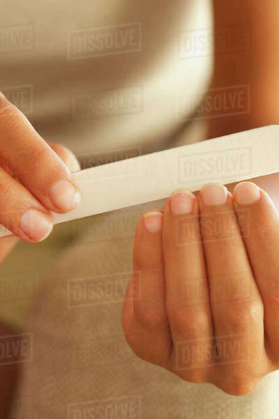 Woman Filing Fingernails, Close-up View - Royalty-free Stock Photo ...