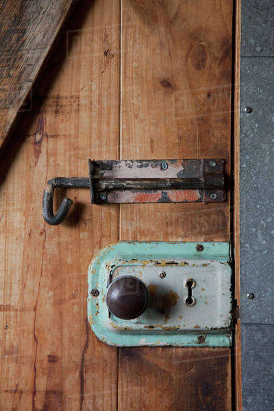 Two old-fashioned locks on a wooden door - Royalty-free Stock Photo ...